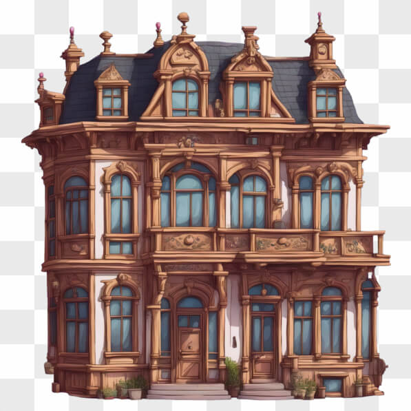 Download Victorian-style Mansion with Ornate Details Cartoons Online ...