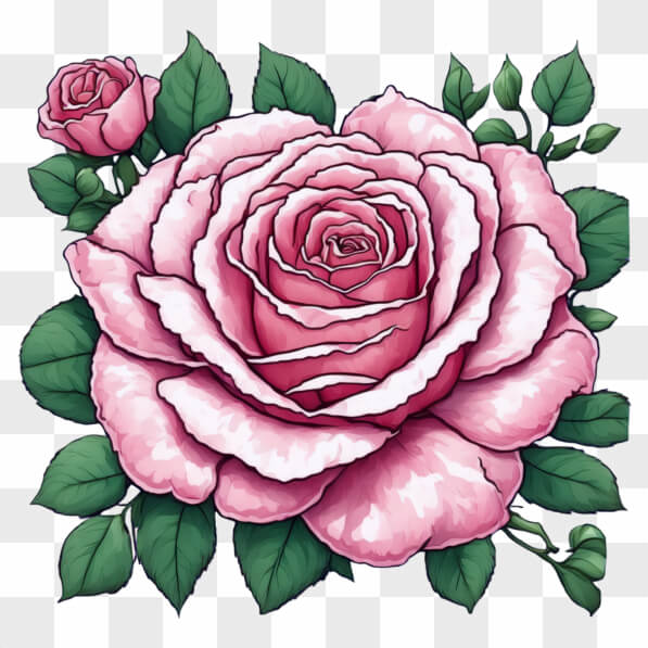 Descarga Rosa Rosa Elegante con Hojas Verdes Cartoons En Línea ...