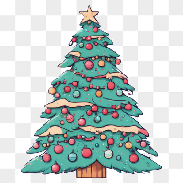 Download Festively Decorated Christmas Tree Cartoons Online - Creative ...