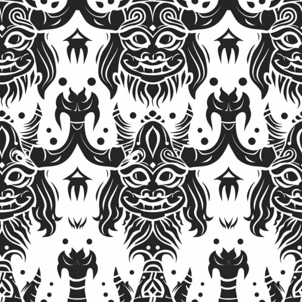 Download Stylized Mythical Creatures Pattern in Black and White ...