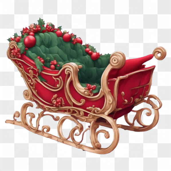 Download Festive Red Sleigh with Ornaments Cartoons Online - Creative ...