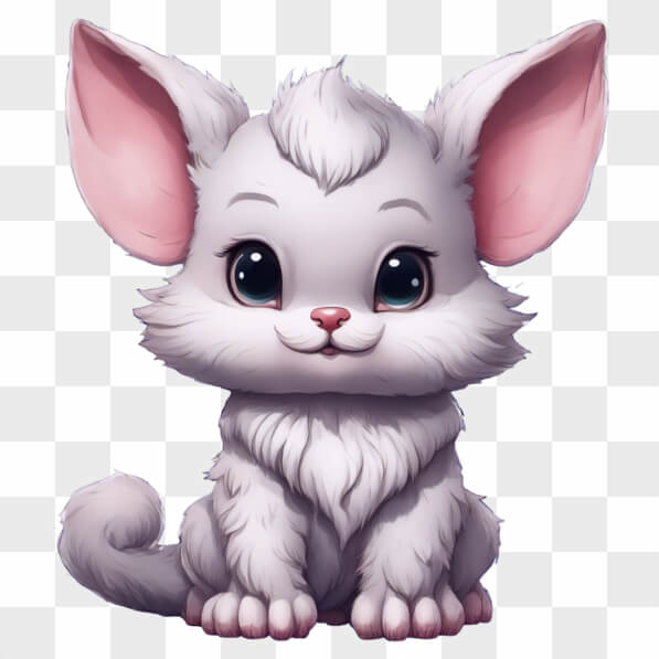 Download Cute cartoon kitten character with big ears and fluffy fur ...