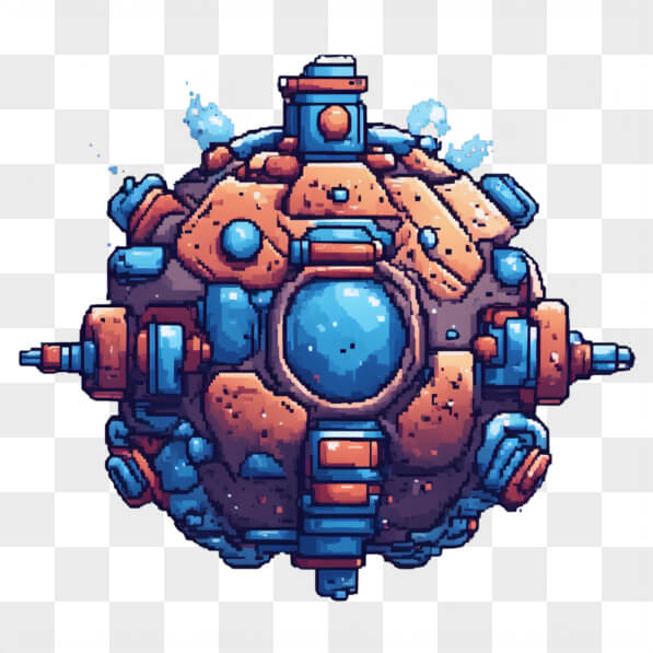 Download Stylized Spherical Space Object in Pixel Art Cartoons Online ...