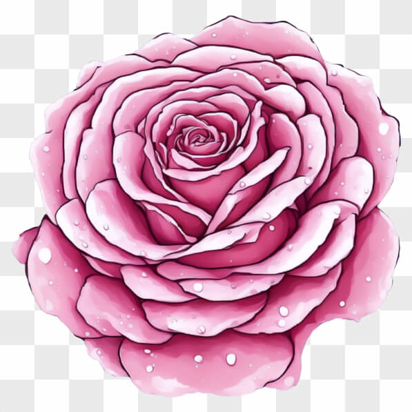 Download Beautiful Pink Rose with Water Droplets Cartoons Online ...