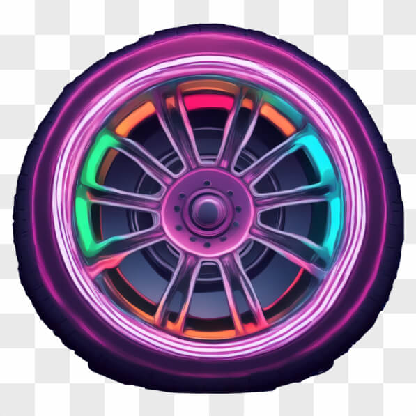 Download Stylized Car Wheel with Neon Lights Cartoons Online - Creative ...