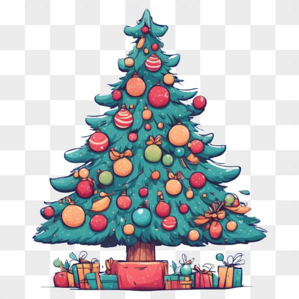 Download Decorated Christmas Tree with Gifts Cartoons Online - Creative ...