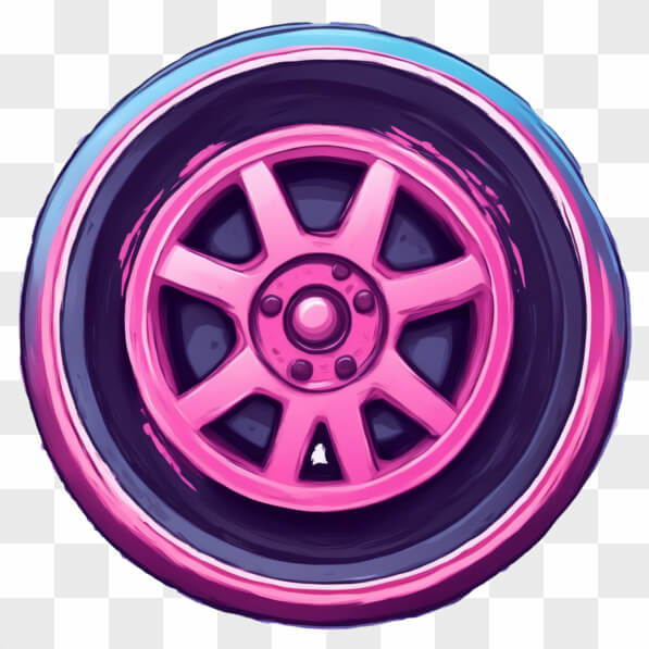 Download Stylized Wheel with Pink Rim Cartoons Online - Creative Fabrica