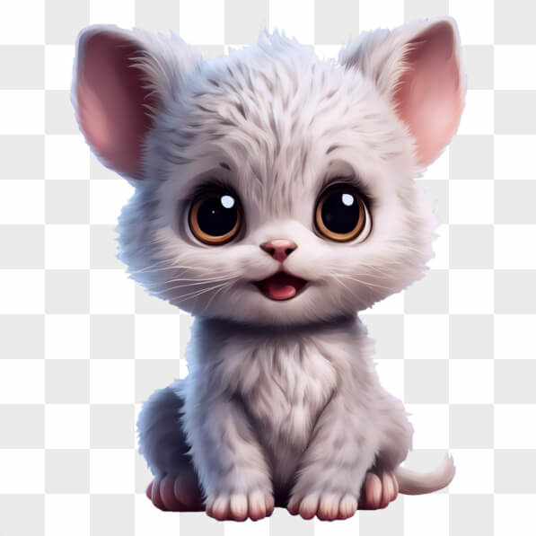 Télécharger Mignonne petite chatte blanche de dessin animé avec de grands yeux Dessins animés En ...