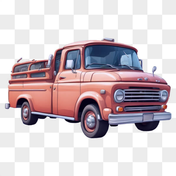Download Vintage Coral Pickup Truck Cartoons Online - Creative Fabrica