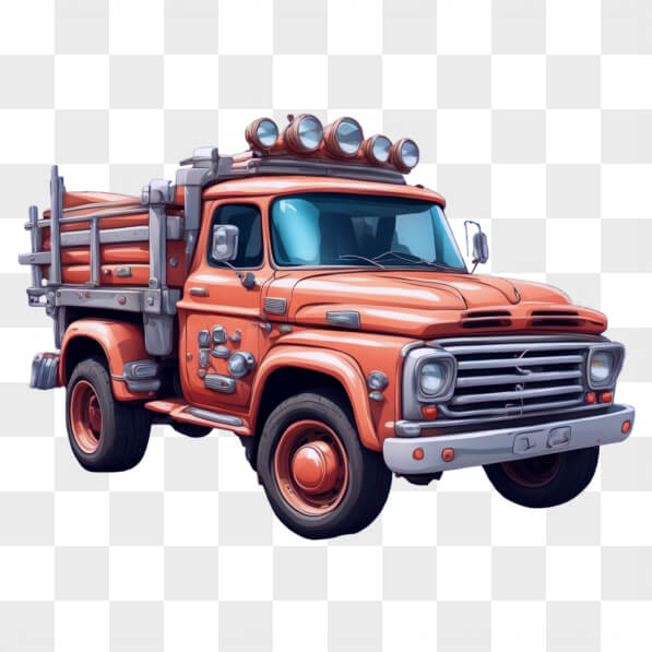 Download Vintage Orange Truck Cartoons Online - Creative Fabrica