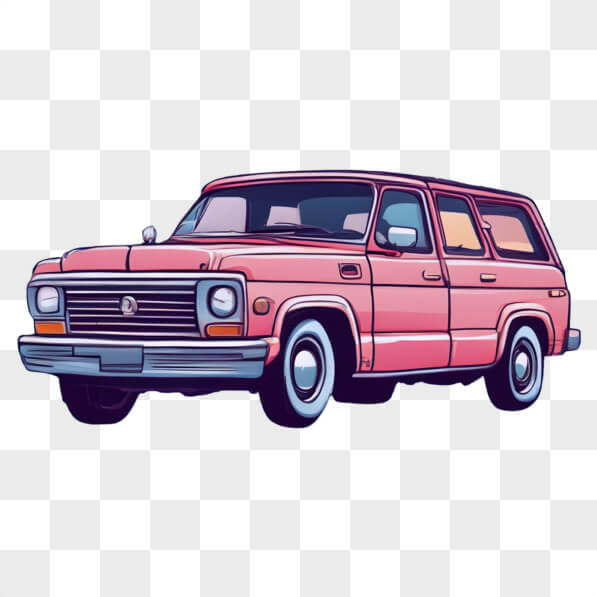 Download Vintage Pink SUV Cartoons Online - Creative Fabrica