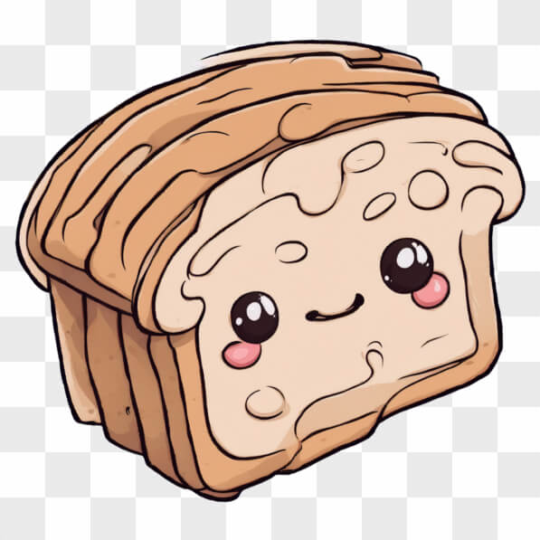 Download Cute Cartoon Bread Slice with Smiling Face Cartoons Online ...