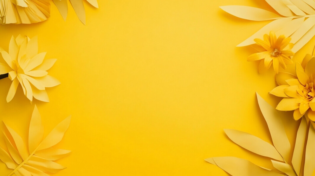 Download Yellow Paper Flowers and Leaves on Yellow Background ...