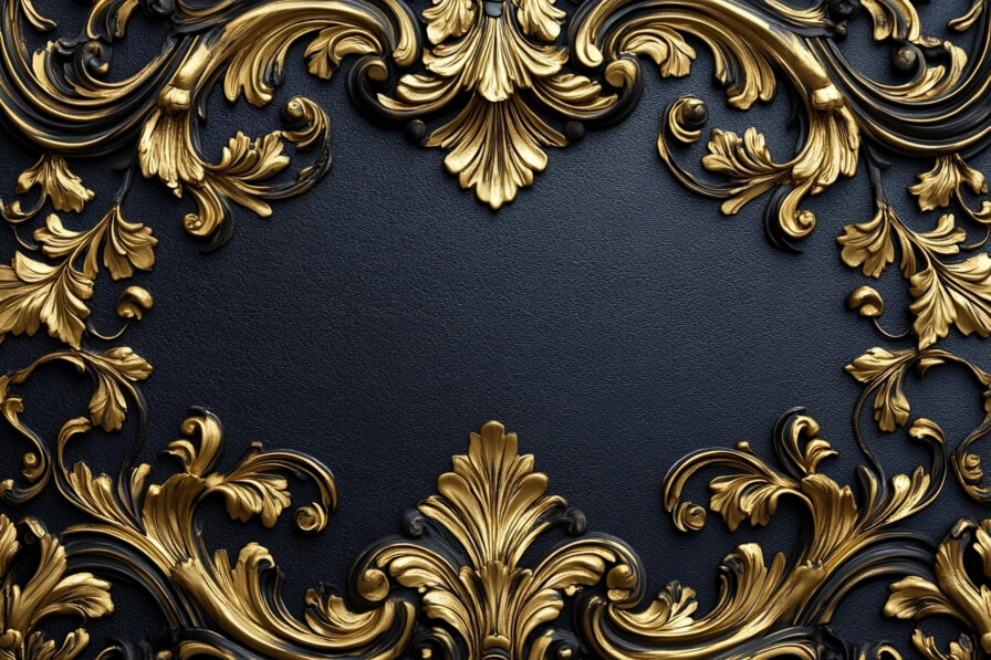 Download Ornate Gold Embellishments on Black Background Backgrounds ...