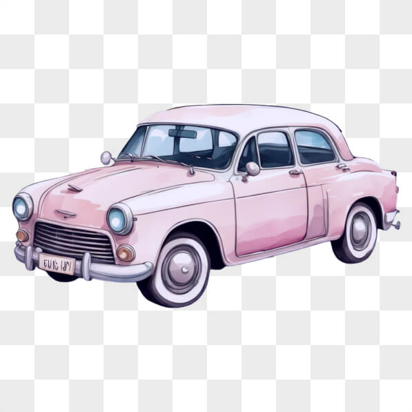 Download Vintage Pink Car Cartoons Online - Creative Fabrica