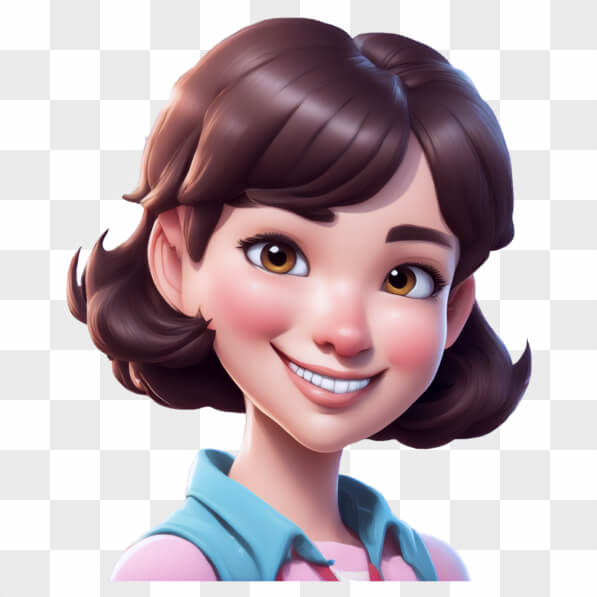 Descarga Personaje de dibujos animados alegre con cabello corto castaño ...