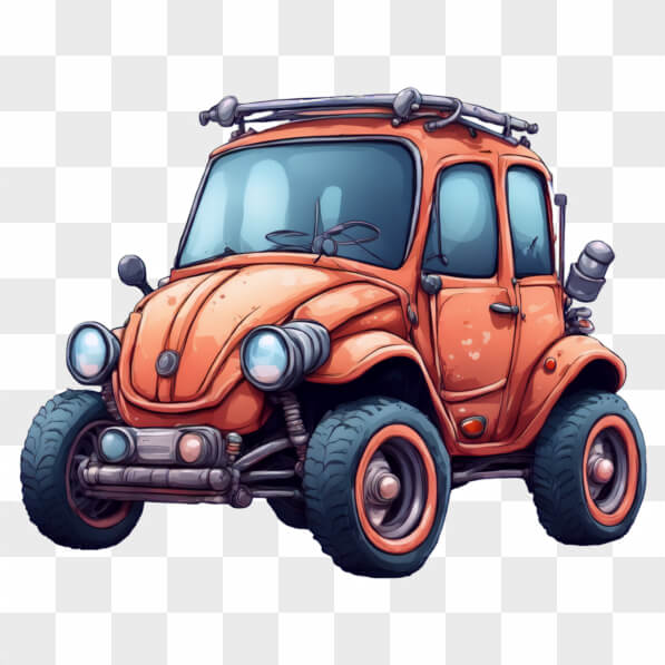 Download Cartoonish Orange Dune Buggy Cartoons Online - Creative Fabrica