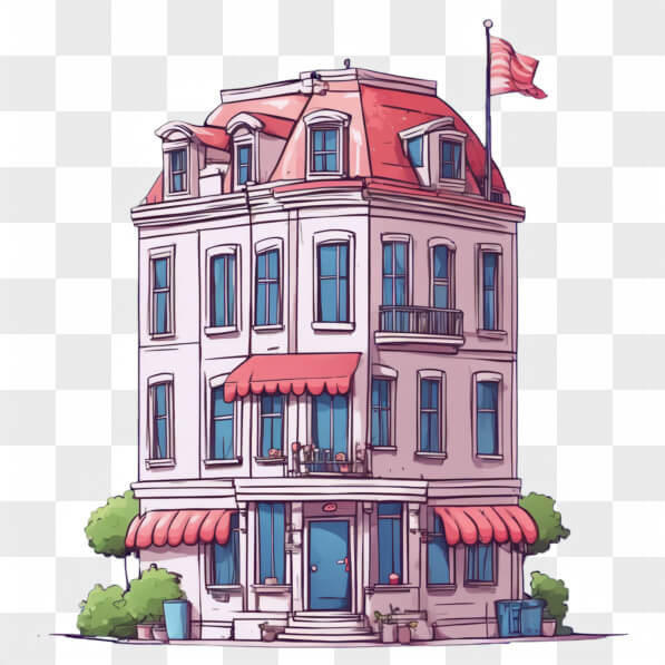 Download Charming Multi-Story Building with Red Roof Cartoons Online ...