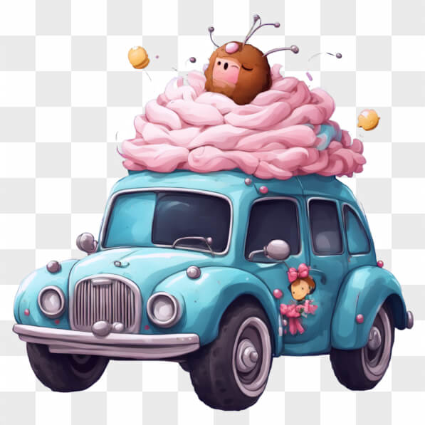 Download Whimsical Blue Car with Cotton Candy Cartoons Online ...
