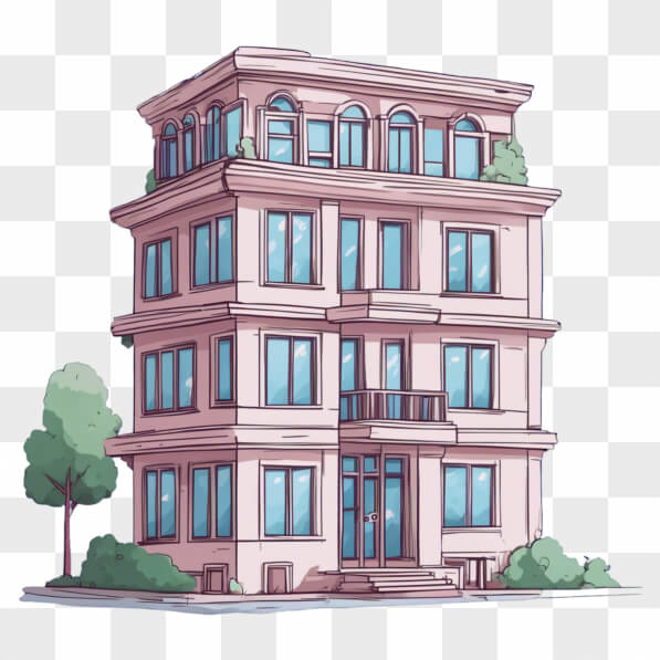 Download Modern Multi-Floor Building with Greenery Cartoons Online ...
