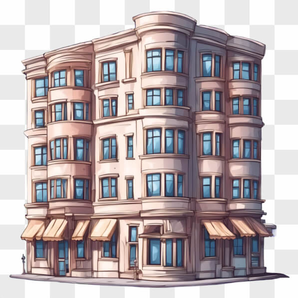 Download Modern Urban Building with Large Windows Cartoons Online ...