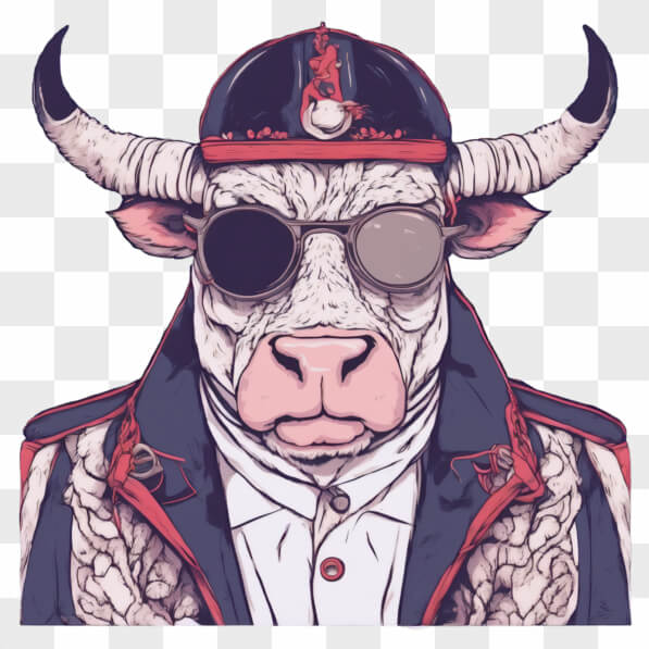 Download Stylized Bull in Military Uniform with Sunglasses Cartoons ...