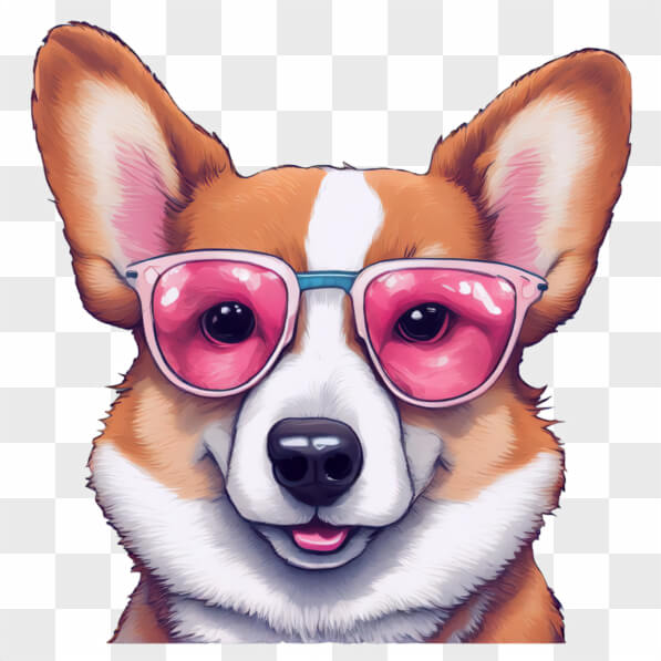 Download Corgi Dog Wearing Pink Sunglasses Cartoons Online - Creative ...