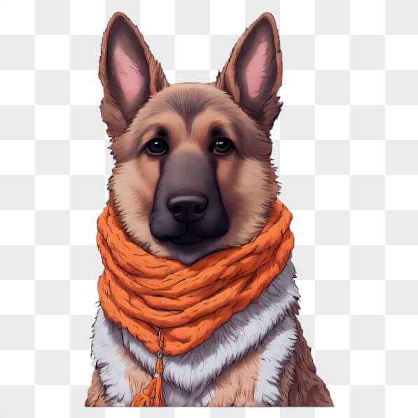 Download Illustration of a German Shepherd Dog with an Orange Scarf ...