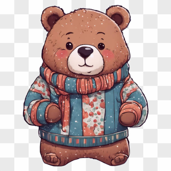 Descarga Linda Osa de Dibujos Animados en Suéter Acogedor con Bufanda ...