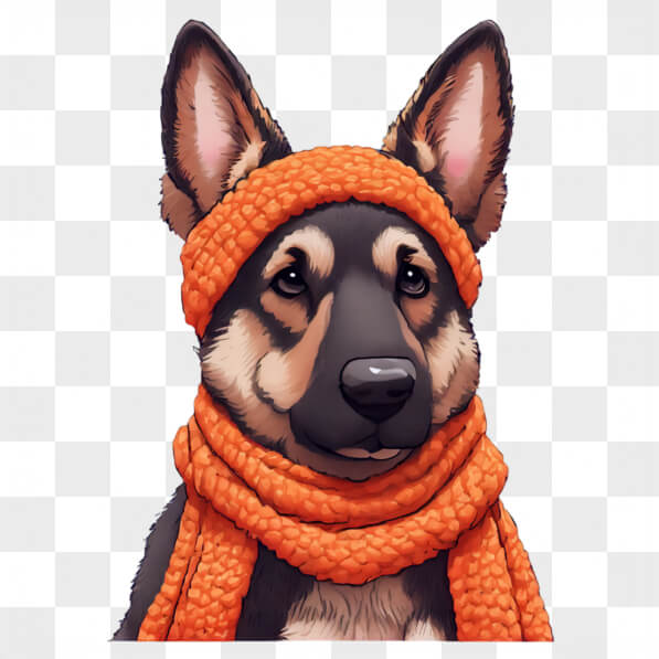 Baixe Cachorro Usando um Cachecol Laranja Cartoons - Creative Fabrica