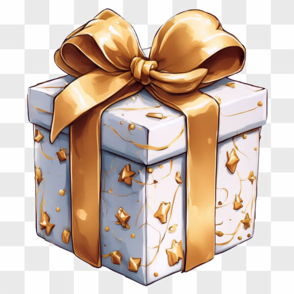 Download Festively Wrapped Gift Box with Golden Ribbon Cartoons Online ...