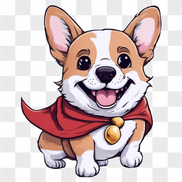 Download Happy Cartoon Corgi in a Red Cape Cartoons Online - Creative ...