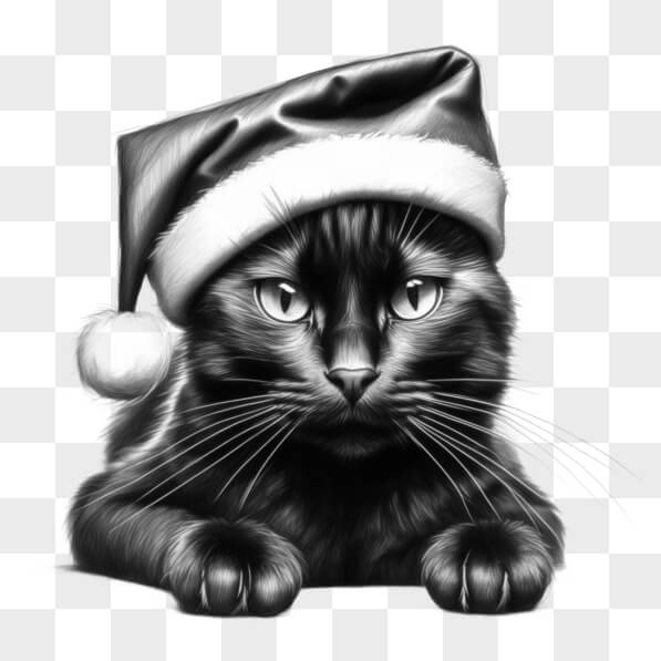 Descarga Gato negro festivo con gorro de Santa Bocetos En Línea ...