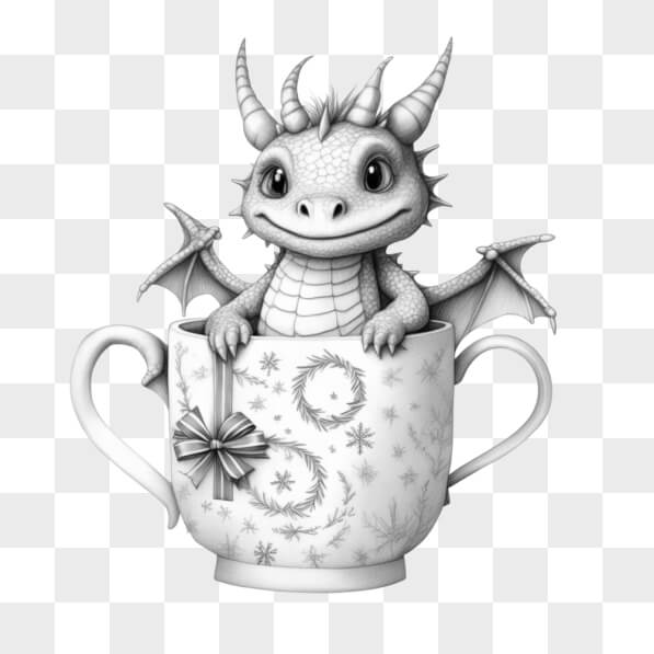 Download Whimsical Dragon in a Teacup Sketches Online - Creative Fabrica
