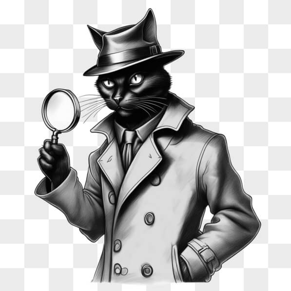 Download Detective Cat with Magnifying Glass Sketches Online - Creative ...