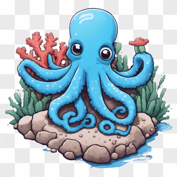 Download Cartoon Blue Octopus on Rocky Seabed Cartoons Online ...