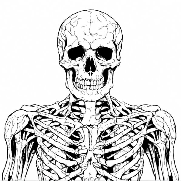Descarga Ilustración anatómica de un esqueleto humano Páginas para colorear En Línea - Creative ...