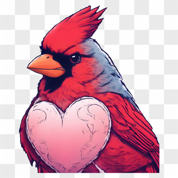 Download Cardinal Bird Holding a Heart Cartoons Online - Creative Fabrica