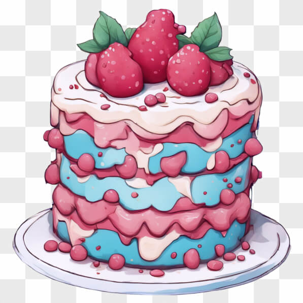 Scarica Torta a strati colorata con fragole Cartoni animati Online ...