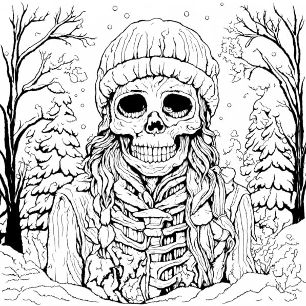 Download Skeletal Figure in Winter Landscape Coloring pages Online ...