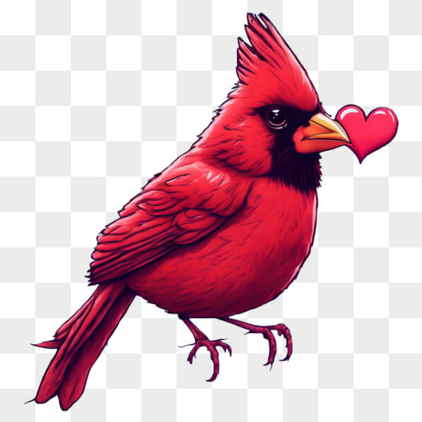Download Red Cardinal Bird with Heart Icon Cartoons Online - Creative ...