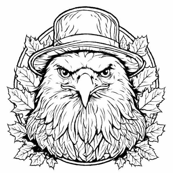 Download Stylized Eagle Illustration with Hat Coloring pages Online ...