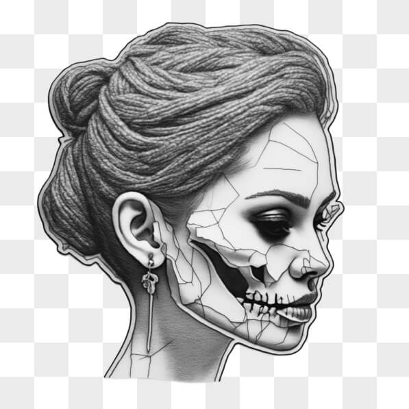 Descarga Retrato estilizado de una mujer con elementos esqueléticos Bocetos En Línea - Creative ...