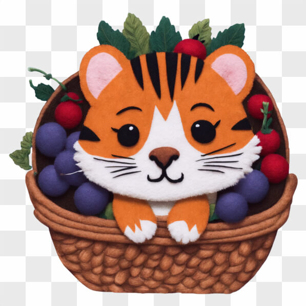 Download Cute Felt Tiger in a Fruit Basket Cartoons Online - Creative ...