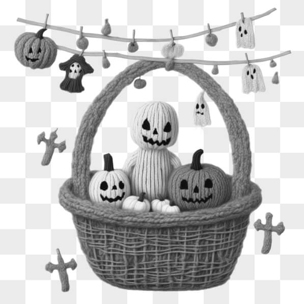 Descarga Decoración de canasta de punto de Halloween Bocetos En Línea ...