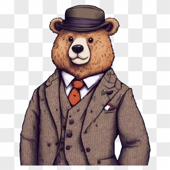 Download Dapper Bear in Formal Attire Cartoons Online - Creative Fabrica