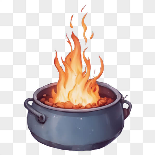 Download Pot of Beans Cooking Over Fire Cartoons Online - Creative Fabrica