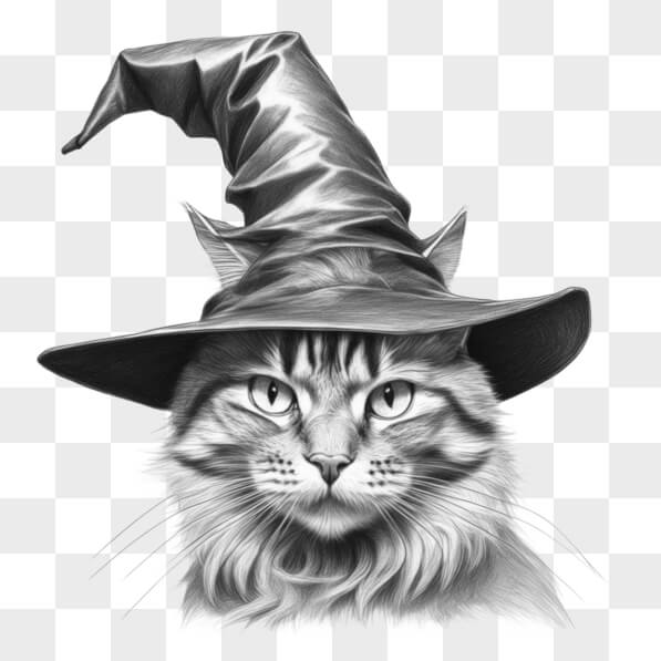 Descarga Gato en Sombrero de Mago Bocetos En Línea - Creative Fabrica