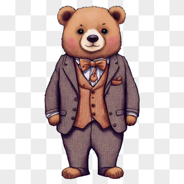 Download Dapper Bear in Suit Cartoons Online - Creative Fabrica