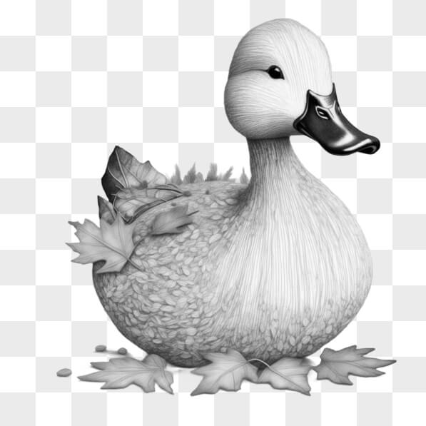 Download Whimsical Duck Illustration with Autumn Leaves Sketches Online ...